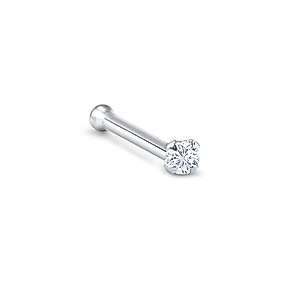 14k White Gold Nose Bone 5.5mm Post 1.5mm Round CZ 22G