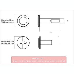 M5x12 mm -5PCS Posts Binding Post Chicago Screws Leather Stud Nickel Plated (M5*12 mm -5PCS)