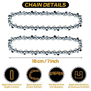 RLSOO Mini Chainsaw Chain Replacement 4 Inch for Cordless Electric Chainsaw Blade 4 Inch Handheld Chain Saw Pruning Shears for Tree Branches, Courtyard, Household and Garden (Only 2*Chains)