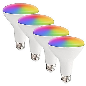 Maxxima Luvoni Smart WiFi LED BR30 Multicolor Light Bulb, Google Home/Alexa Compatible 65W Equivalent 650 Lumens Dimmable CCT 2000K-5000K (4 Pack)
