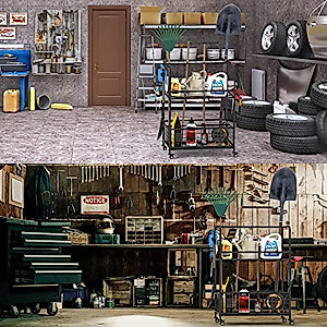 OUSHENG Garden Tool Organizer for Garage, 37"x26"x16" Yard Tool Racks with Wheels, Power Tool Oraganizer and Storage Holder for Garage Garden Yard Shed Indoor Outdoor, Gifts for men