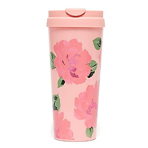 ban.do Pink Floral Hot Stuff Insulated Thermal Mug, 16 Ounce Travel Tumbler, Bellini