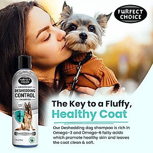 Furfect Choice Undercoat Deshedding Control Dog Shampoo - Rich in Omega 3 & 6 - Infused with Vitamin E - Made in USA - 16oz