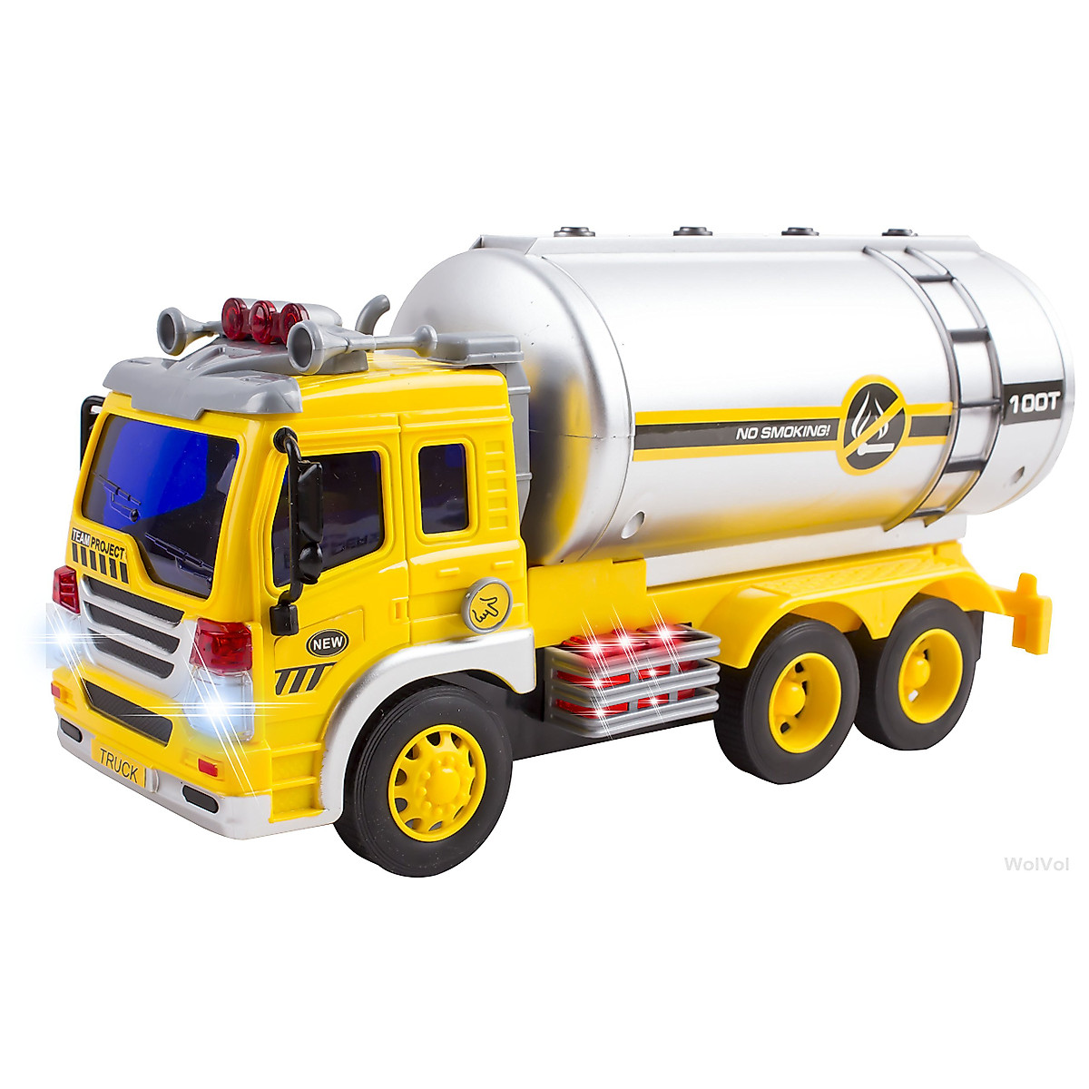 WolVolk Friction Powered Oil Tanker Truck Toy with Lights and Sounds for Kids