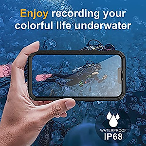 SPIDERCASE [Real 360 Designed for iPhone 13 Case Waterproof, Built-in 9H Tempered Glass Screen Protector [Dustproof] [12FT Military Dropproof][Full-Body Shockproof][IP68 Underwater] Case-Black