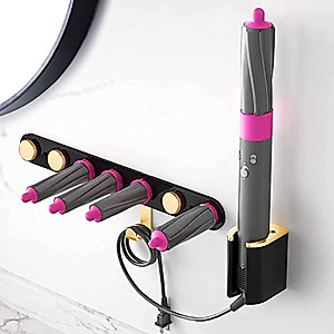 Dyson Airwrap Holder Wall Mount, Storage Holder for Dyson Airwrap Complete, Curling Iron Attachments Rack Dyson Airwrap Organizer, Dyson Airwrap Stand for Bathroom Hair Tool Holder Black, UEMUSI