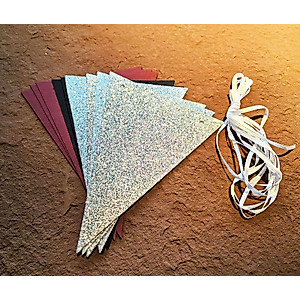 Graduation Decorations Maroon Black 2024/Burgundy Black Graduation Party Decorations/Burgundy Silver Black Triangle Banners 2pcs for Maroon Black Birthday Party Decorations Bridal Shower/Wedding