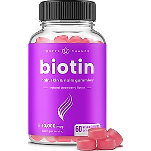 Biotin Gummies 10000mcg [Highest Potency] for Healthy Hair, Skin & Nails Vitamins for Women, Men & Kids - 5000mcg in Each Hair Vitamins Gummy - Vegan, Non-GMO, Hair Growth Supplement