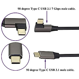 AAOTOKK 90 Degree USB 3.1 Type c to Type C Cable 60W&3A Right & Left Angled 3.1 USB Type C Male Extension Cable Supports Charging,Data,Audio,Video Cable for Laptop&Tablet&Mobile Phone.(0.3M/1Ft)
