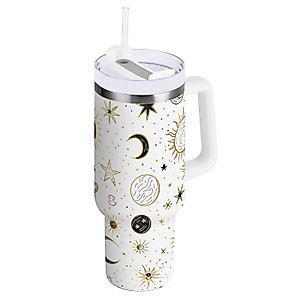 ALAZA Crescent Sun Moon Star 30 oz Tumbler Stainless Steel Water Bottle Vacuum Insulated Cup with Straw Lid & Handle For Travel Car Cup Holder