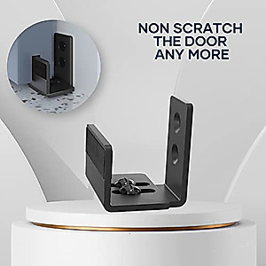 EaseLife Sliding Barn Door Bottom Floor Guide,U Shape,Flexible Adjustable Fit Distance,Flush Flat Bottom Design,Wall Mount System,for Door & Cabinet,Black