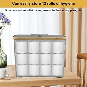 Toilet Paper Storage, Large Capacity Toilet Paper Basket Holds up to 12 Toilet Paper Roll Basket Lightweight Toilet Paper Organizer Basket with Side Window Toilet Paper Bin for Home Bathroom (Grey)