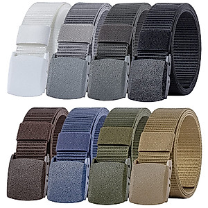 Ginwee 8 Pack Nylon Military Tactical Plastic Buckle Belt Webbing Canvas Outdoor Web Belt