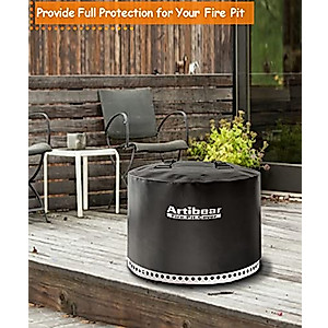Artibear Outdoor Fire Pit Protective Shelter Cover Compatible for Solo Stove Bonfire, 21 Inch Round, Black