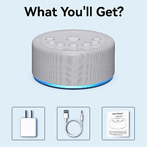 Sleep Sound Machine White Noise Machine 30 Non Looping Sounds 12 Night Light Colors 5 Timers 36 Adjustable Volume Memory Function Brown Noise Sounds Machine for Baby Kids Adult & Home Office Travel