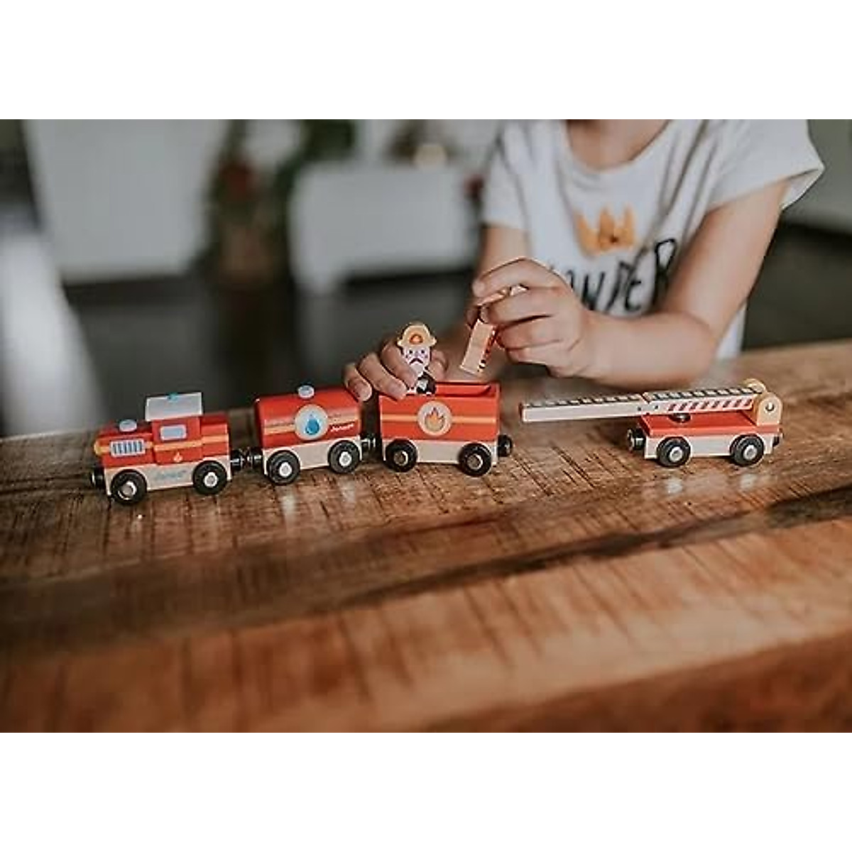 Janod Story Box - Firefighter Train - 6 Piece Set - Ages 3+ J08590
