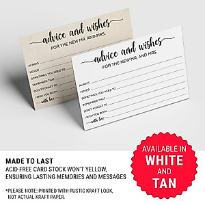 321Done Advice and Wishes for the Mr & Mrs, Made in USA - 4x6 White, Wedding Advice for Bride, Groom, Newlyweds, Bridal Shower, Thick Luxury Cardstock with Simple Script Minimalist Design - 50 Cards