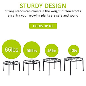 CADANI 4-Pack Decent Metal Plant Stands, Anti-Rust Iron Flower Pot Stand, Heavy Duty Plant Pot Shelf, Decoration Racks for Home Indoor and Outdoor