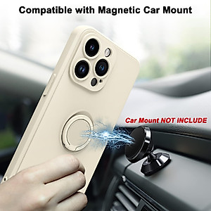 Dinick for iPhone 14 Pro Max Case with Magnetic Ring Holder Premium Soft Liquid Silicone Cover [Anti-Scratch Microfiber Liner] Shockproof Kickstand Protective Phone Case for iPhone 14 Pro Max White