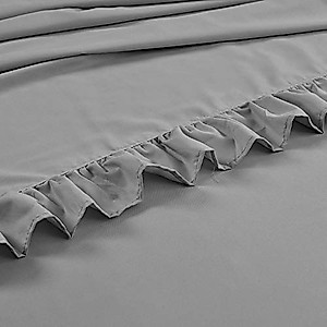 Lush Decor Reyna 4 Piece Ruffle Sheet Set, King, Dark Gray