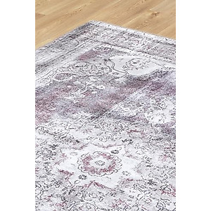 Home Culture Machine Washable Runner Rug (2'6''x7'5'') for Entryways, Doorways, Livingroom, Low Pile Rug, Pet Friendly, Rose