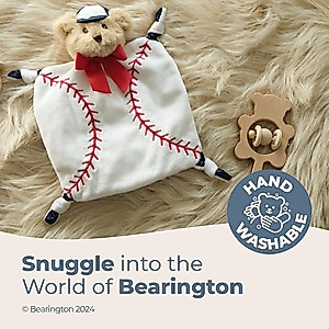 Bearington Baby Wee Lil’ Slugger, 8 x 7 Inch Small Teddy Bear Baby Baseball Stuffed Animal, Security Blanket Lovey for Babies