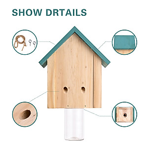 GRTRE 1 Pack Wood Carpenter Bee Trap for Outside - Wood Boring Bee Trap - Best Bee Trap - Nature Cabin Style Carpenter Bee Traps Outdoor Hanging