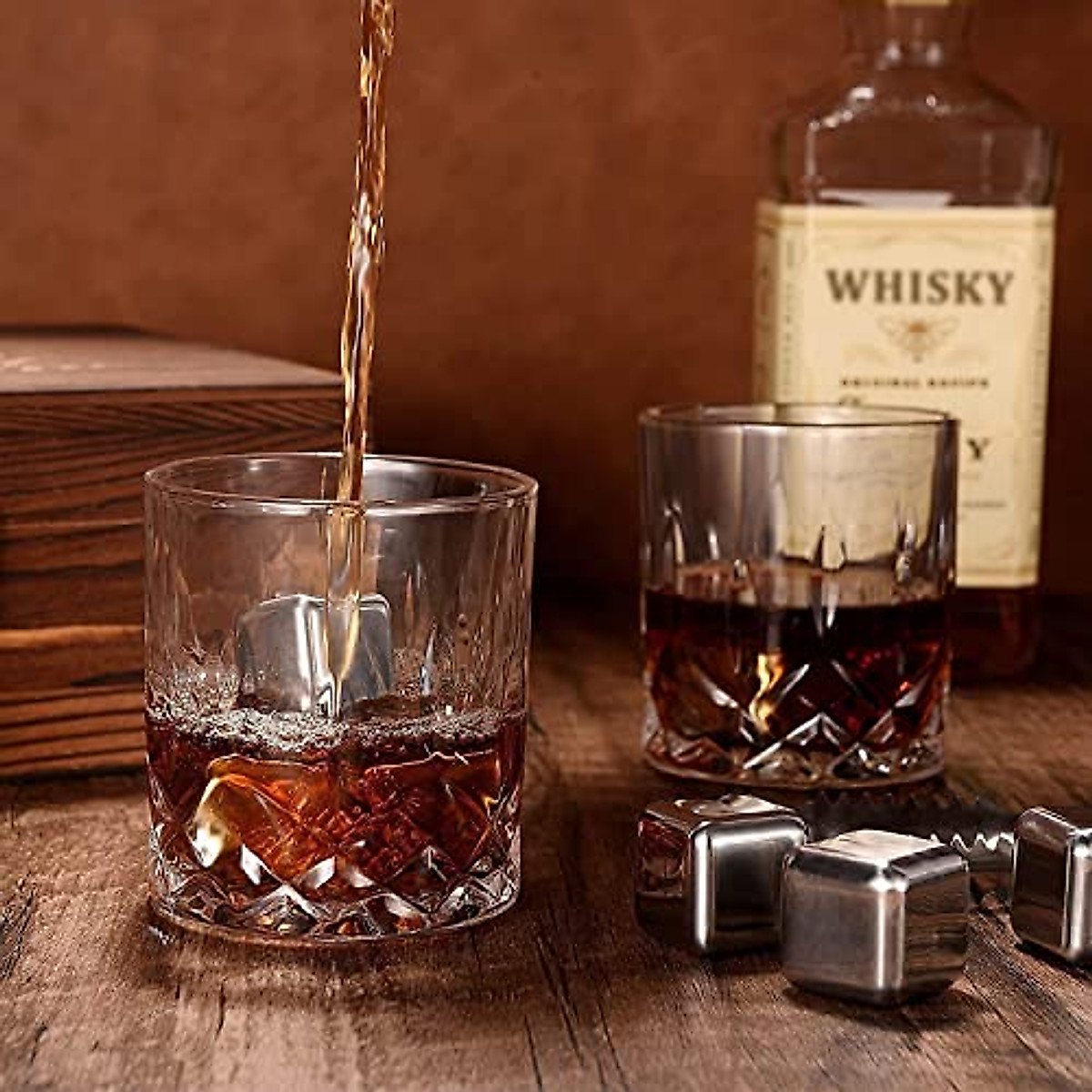 Gifts for Men Dad, Christmas Stocking Stuffers, Whiskey Stones,Unique Anniversary Wedding Retirement Gift Ideas for Couple Dad Husband Boyfriend Him Grandpa