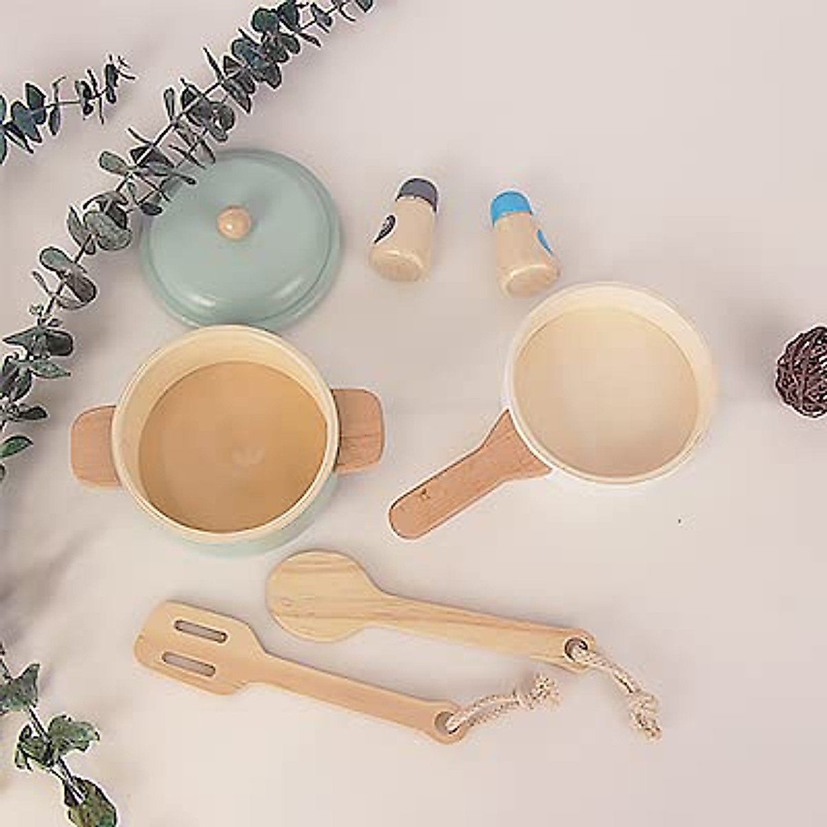 WoodenEdu Premium Toddler Play Kitchen Toys, Wooden Kitchen Utensils, Accessories for Pretend Play Kitchen Set, Montessori Learning Toy, Pretend Cooking Playset, Gift for 3+