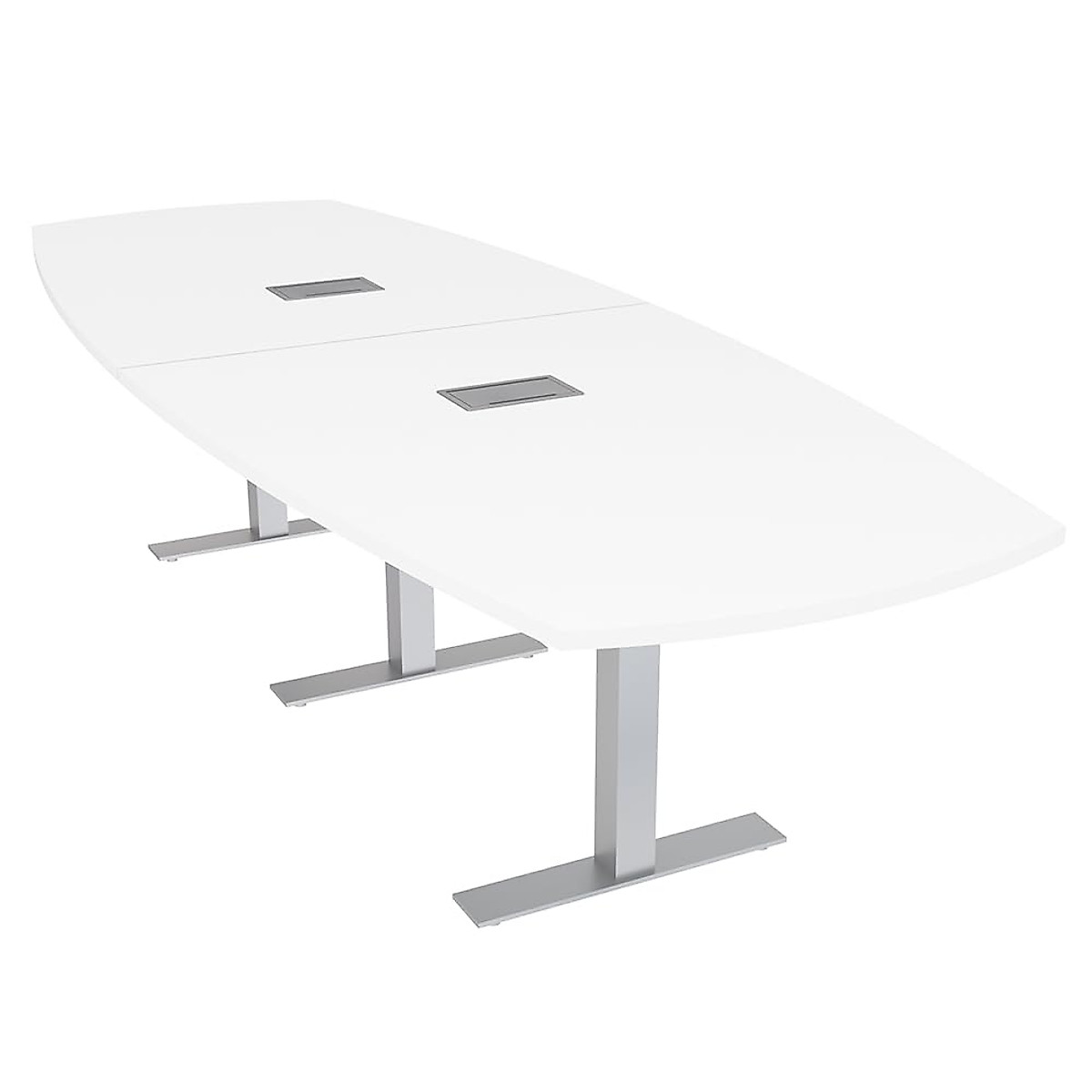 SKUTCHI DESIGNS INC. 12' Modular Arc Boat Conference Table with Data and Electric | Harmony Series | 12 Person Table | White