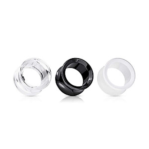 Pierced Owl Hollow Acrylic Double Flared Saddle Tunnel Plug Gauges, Sold As Pair (Clear, 10mm (00GA))