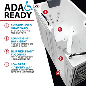 ANZZI Walk-in Bathtub 27'' x 53'' Left Drain Fully Loaded, Air Jets & Whirlpool Massage Jets, Hot Tub, Quick Fill, 6 Setting Handheld Shower Sprayer, Aromatherapy, Bath Pillow, LED Lights 2753FLWL