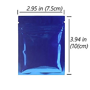 QQ Studio 100x Premium Smell Proof Food Safe Double-Sided Color Mylar Foil Flat Heat Sealable Sample Ziplock Bag 7.5x10cm (3x4") (Dark Blue)