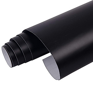 LZLRUN Matte Black Vinyl Wrap Self Adhesive Air Release Bubble - Outdoor Rated for Automotive Use - 12" x 60" Knife + Hand Tool (1FT X 5FT)