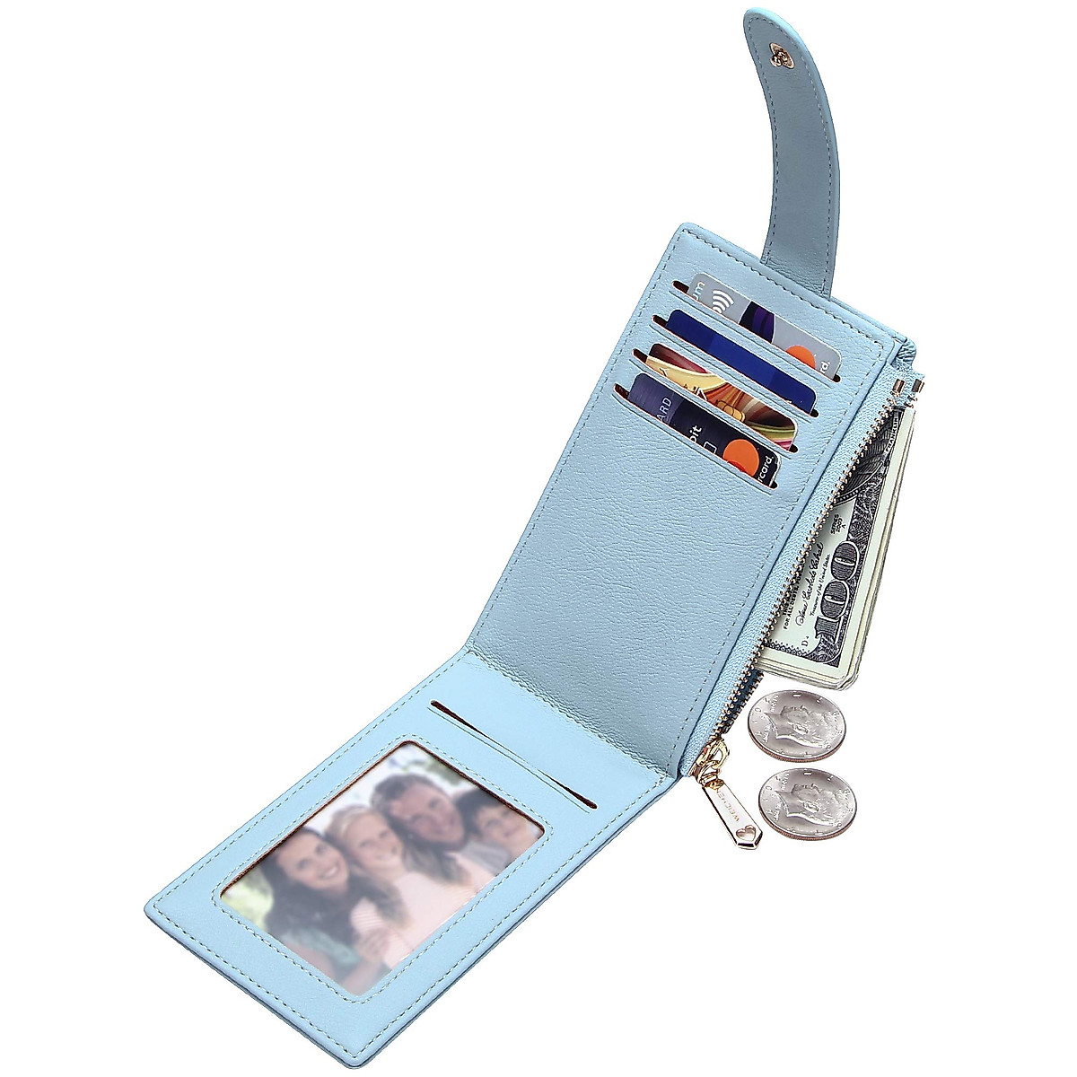 Badiya RFID Card Holder Wallet for Women Slim Wallets Bifold Multi Card Case Zipper Coin Purse