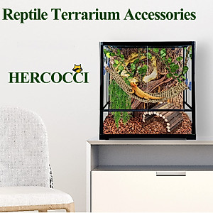 HERCOCCI Bearded Dragon Tank Accessories, Large Reptile Bridge Hammock Flexible - Jungle Climbing Vines and Leaves with Suction Cups Habitat Décor for Hiding& Climbing Snake Gecko Lizard Chameleon