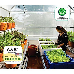 A&A Greenhouse Clear Plastic Film Polyethylene Covering Gt5 Year 8 Mil. - UV Protection - (12 ft. W x 25 ft. L)