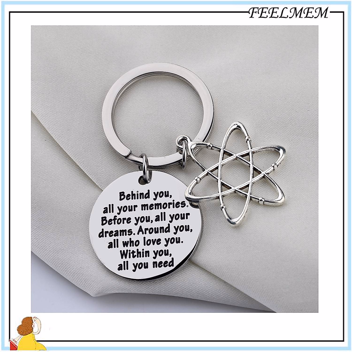FEELMEM Atom Science Keychain Chemist Gift Future Scientist Gift Behind You All Your Memories Atomic Science Gift Science Student Graduation Gift
