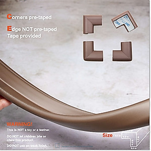 24ft Edge 4 Corners - Bundle & Save - RovingCove HeftyFit Edge Guard (9ft Edge Only, Coffee Brown) + RovingCove HeftyFit Edge Corner Guards (15ft Edge 4 Corners, Coffee Brown)