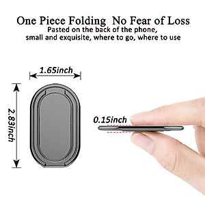 Vesmatity Cell Phone Ring Holder Finger Kickstand 360° Foldable Swivel Phone Stand Metal Back Ring Grip Foldable Ring Stand for Magnetic Car Mount iPhone and All Smart Phones(Black)