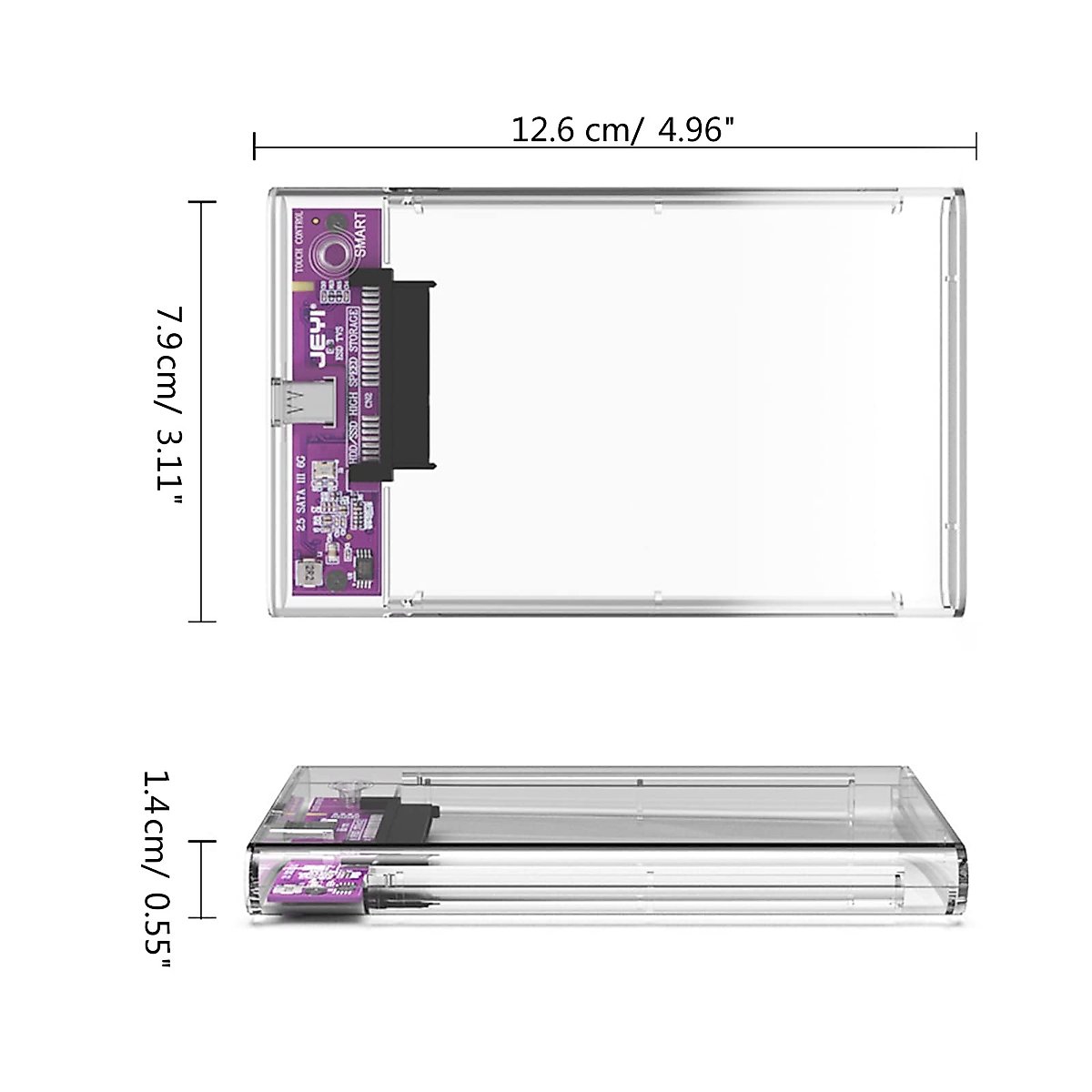 Transparent 2.5in TypeC 3 HDD Box HDD Hard Disk Drive Enclosure External Drive Disk Case Tool Free Support 2TB Ssd Enclosure 2.5in Hard Disk Case