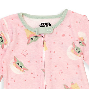 STAR WARS The Child Newborn Baby Girls 2 Pack Zip Up Sleep N' Plays Pink/Green 3-6 Months