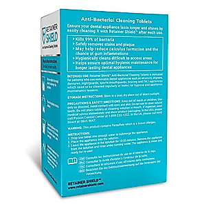 Retainer Shield Cleaning Tablets - Keeps Retainers Clean, Fresh, Bright, and Stain-Free - 3 Months Supply for Retainers, Dentures, Invisible Straighteners, Aligners, and Mouth Guards