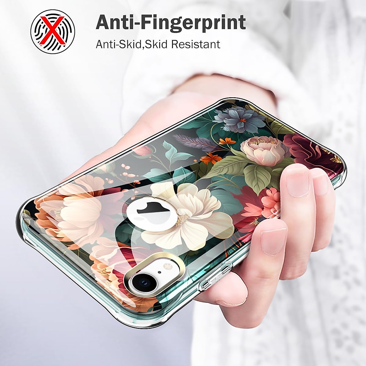 Turquiase Cute Flower Case for iPhone XR 6.1 inch Built with Screen Protector, Lightweight and Stylish Full Body Shockproof Protective Rugged TPU Case for Women/Girls