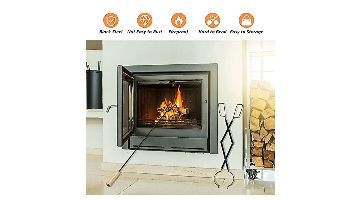 Hydream Fire Pit Poker & Log Grabber Set for Safe Outdoor Fires