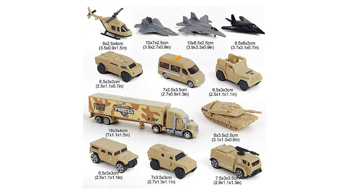 Military Vehicles Toy Set for Kids - 12 PCS Playset