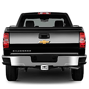 iPick Image Made for Chevrolet Silverado 3D Black Logo on Brush Billet Aluminum 2-inch Tow Hitch Cover
