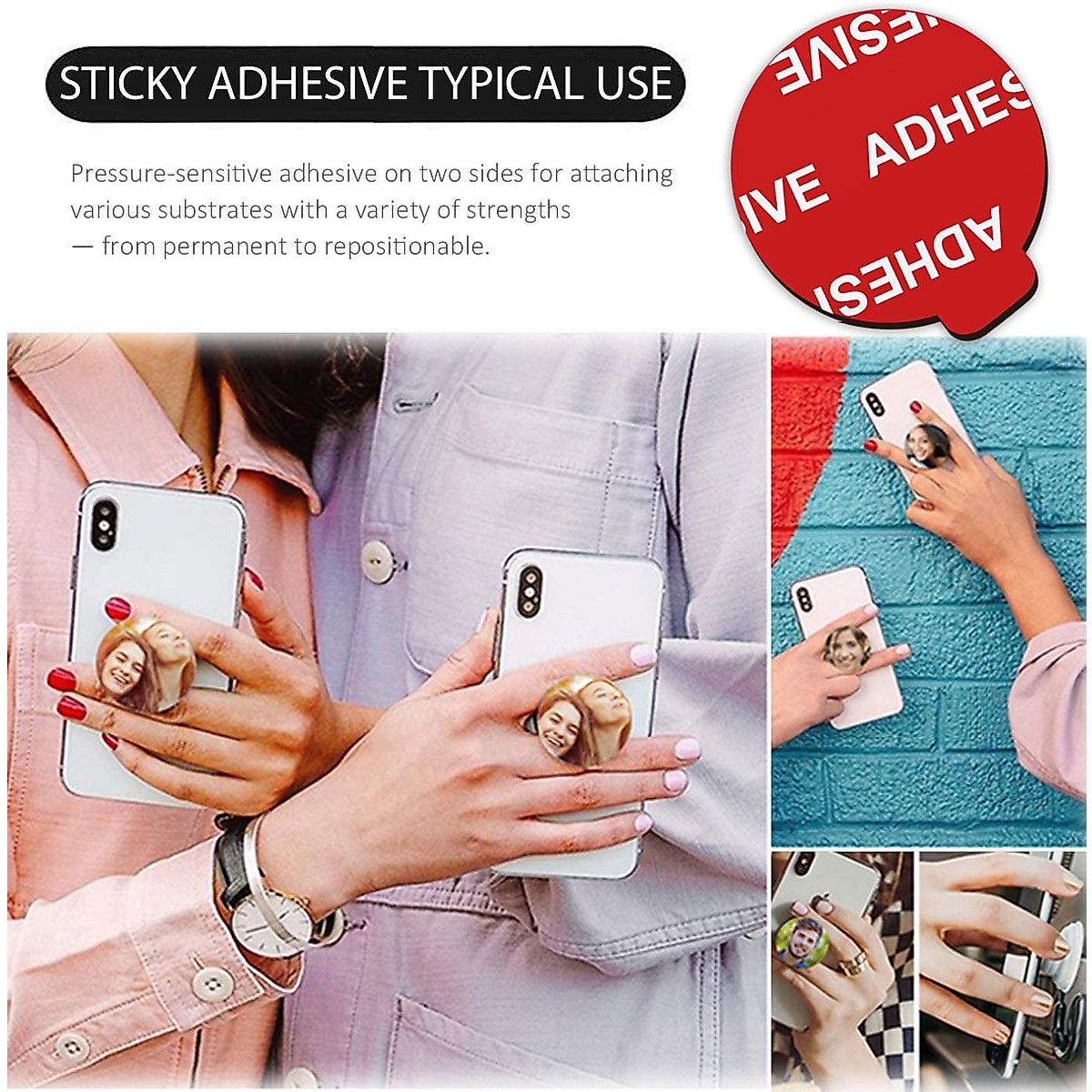 Very High Bond Sticky Adhesive, AZXYI 9 Pack Adhesive Replacement for Socket Base, 1.4 inches Double Sided Sticker Tapes for Phone Collapsible Grip & Stand Base