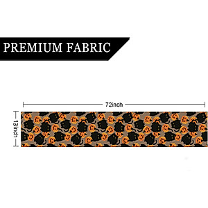 Halloween Table Runner Black Cat Pumpkins Seasonal Kitchen Dining Table Home Outdoor Party Decorations 13x72 Inch