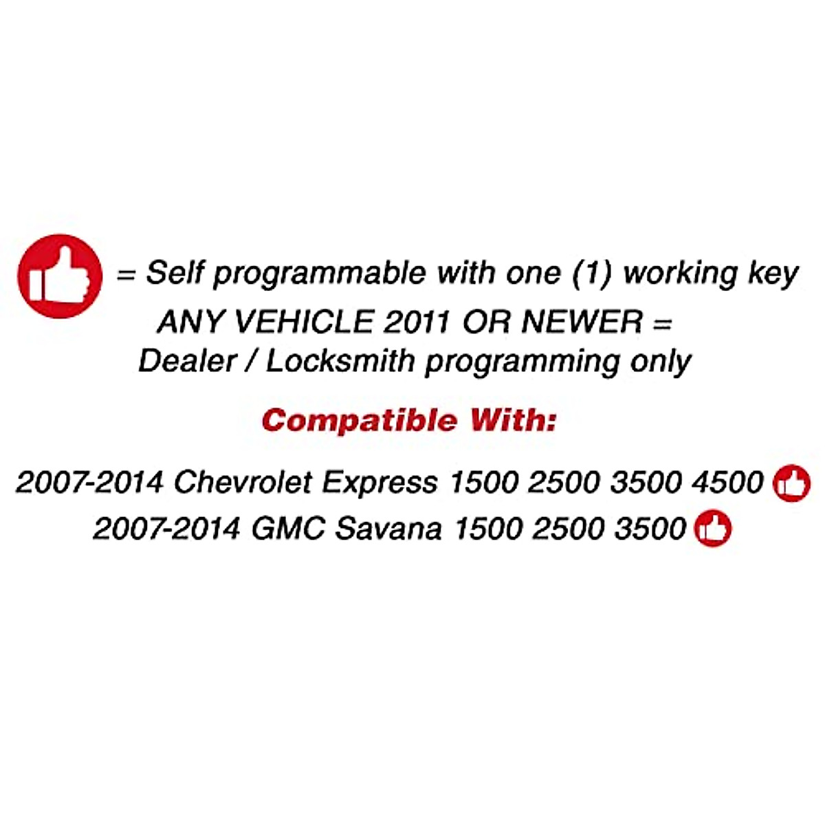 KeylessOption Keyless Entry Remote Car Key Fob Replacement for Chevy Express Savana Vans